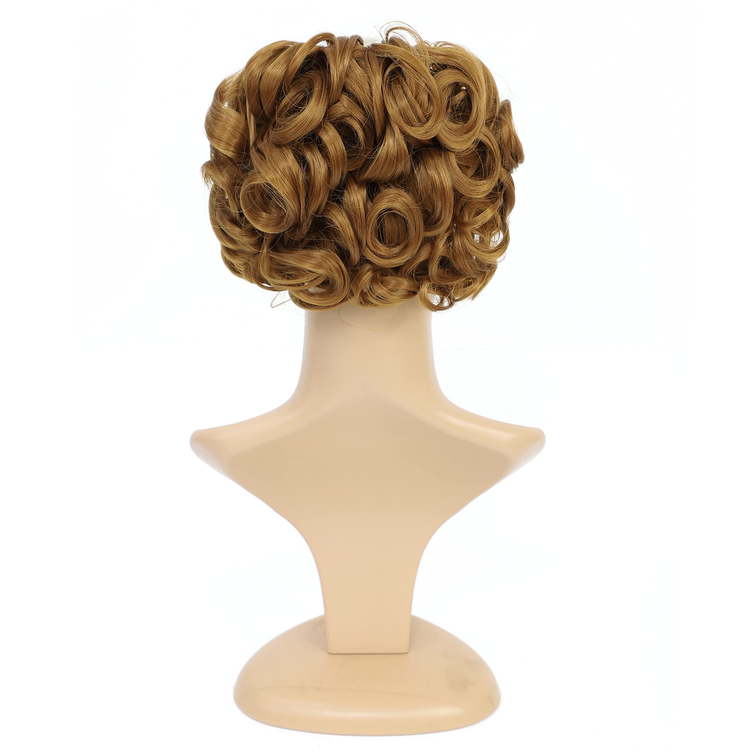SWACC Short Messy Curly Dish Hair Bun Extension Easy Stretch hair Combs Clip in Ponytail Extension Scrunchie Chignon Tray Ponytail Hairpieces (Strawberry Blonde-27#)