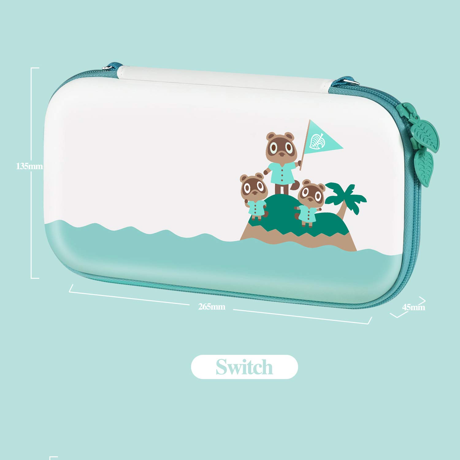 FANPL Carrying Case for Nintendo Switch & OLED Model - Animal Crossing Theme, Built-in Folding Stand and 5 Game Card Slot