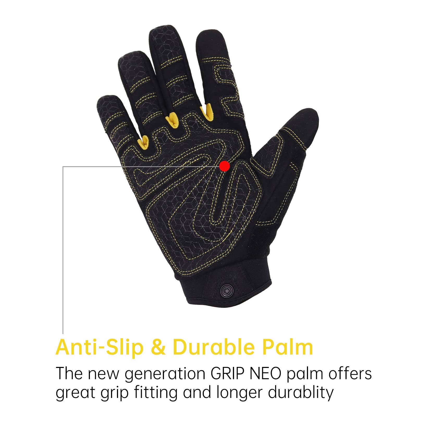 AIGEVTURE Mens Work Gloves with Grip Touchscreen Fingertips 3D Impact Resistant Knuckle Strips Durable Palm