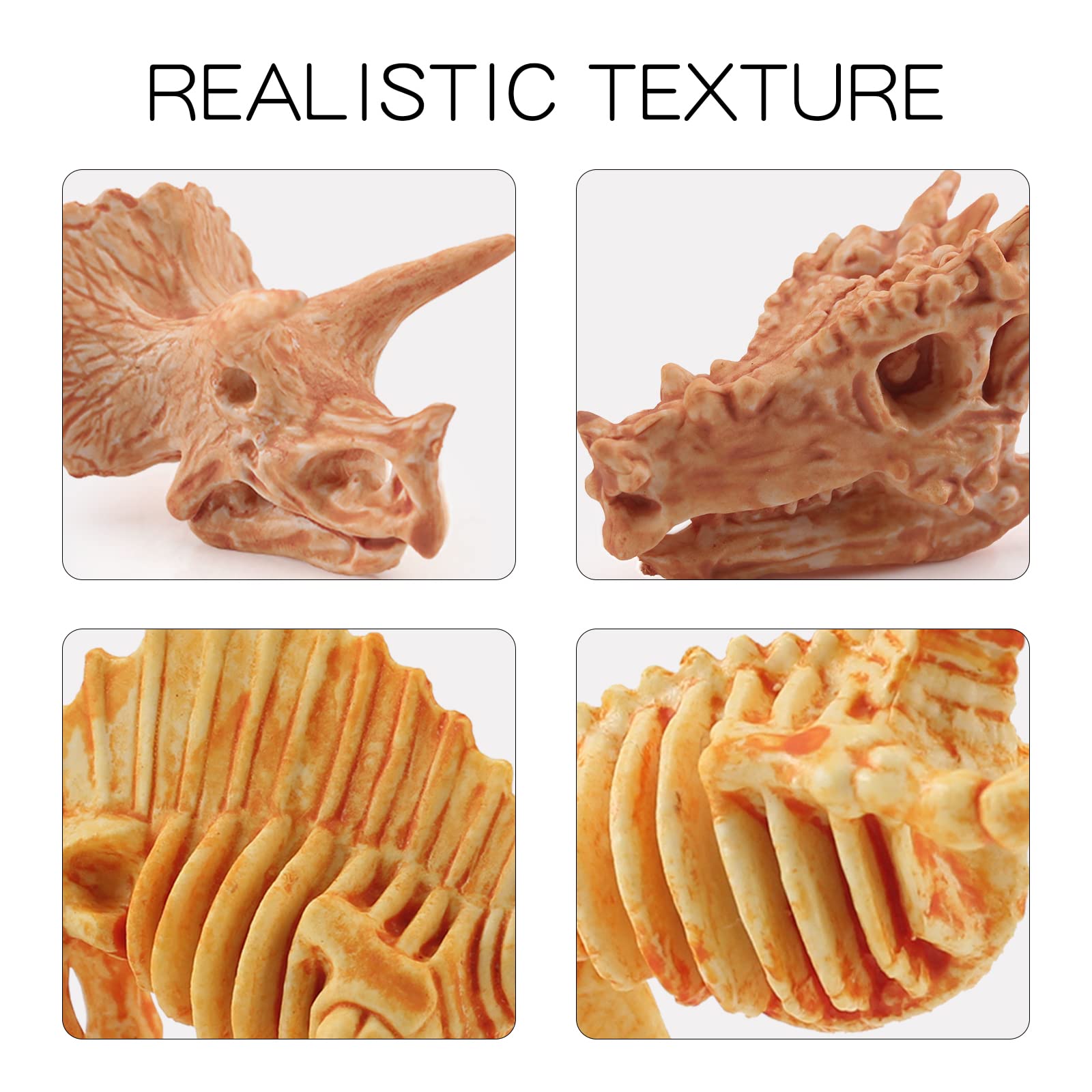 Dinosaur Head Skeleton Golden Dino Fossil Assorted Bones Playsets 23 PCS Action Figures Model Toys for Kids