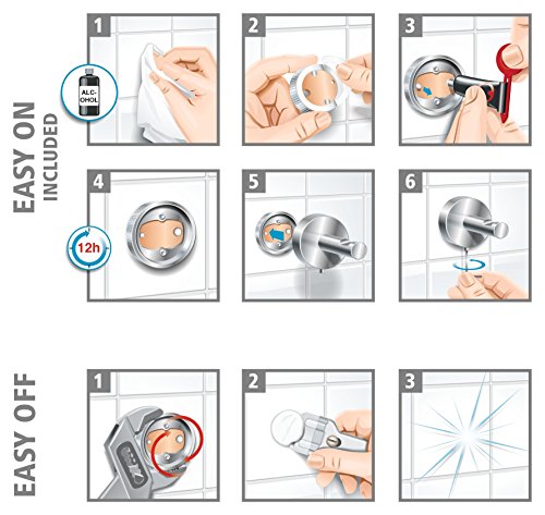 tesa Smooz No Drill, Wall Mounted Spare Bathroom Toilet Roll Holder, Chrome-Plated Metal, Removable Adhesive Glue Technology