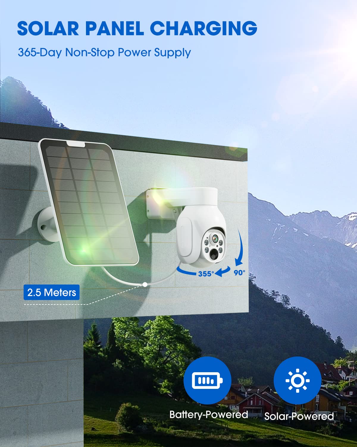 4G LTE No WiFi Cellular Security Camera Outdoor Wireless with Solar Panel & SIM Card & Free 30-Day Cloud, 2K Battery Powered Dome Cam PIR Detection, Color Night Vision, 2-Way Audio