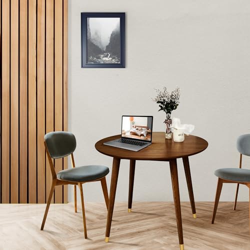 Acacia Alma Solid Wood Dining Table/Kitchen Table Round Dining Table for 4 / Dining Room Table, Patio Table, End Table, Coffee Table, Work Desk, Natural Wood Dining Table Round Kitchen Table, Walnut