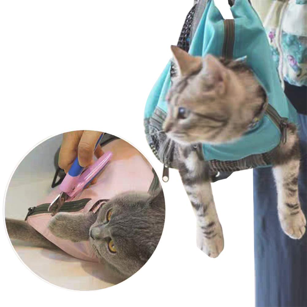 Cinf Cat Nail Clipping Cleaning Grooming Restraint Bag (Free Muzzle) No Scratching Biting for Bathing Nail Trimming Injecting Examining Blue,M