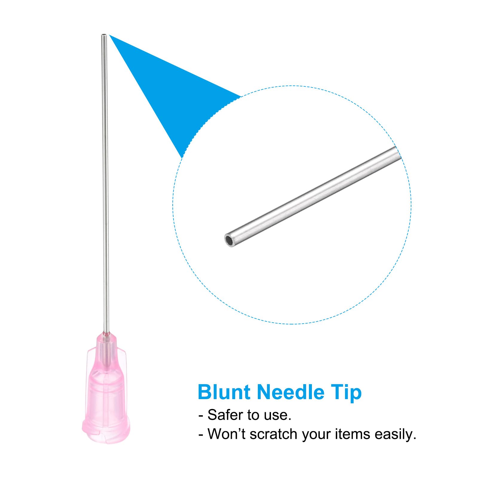 PATIKIL 20Ga x 2 Inch Dispensing Needle Tips, 10Pcs Stainless Steel and Plastic Glue Needle Tube Blunt Tips with Luer Lock for Glue Oil Applicator, Light Pink