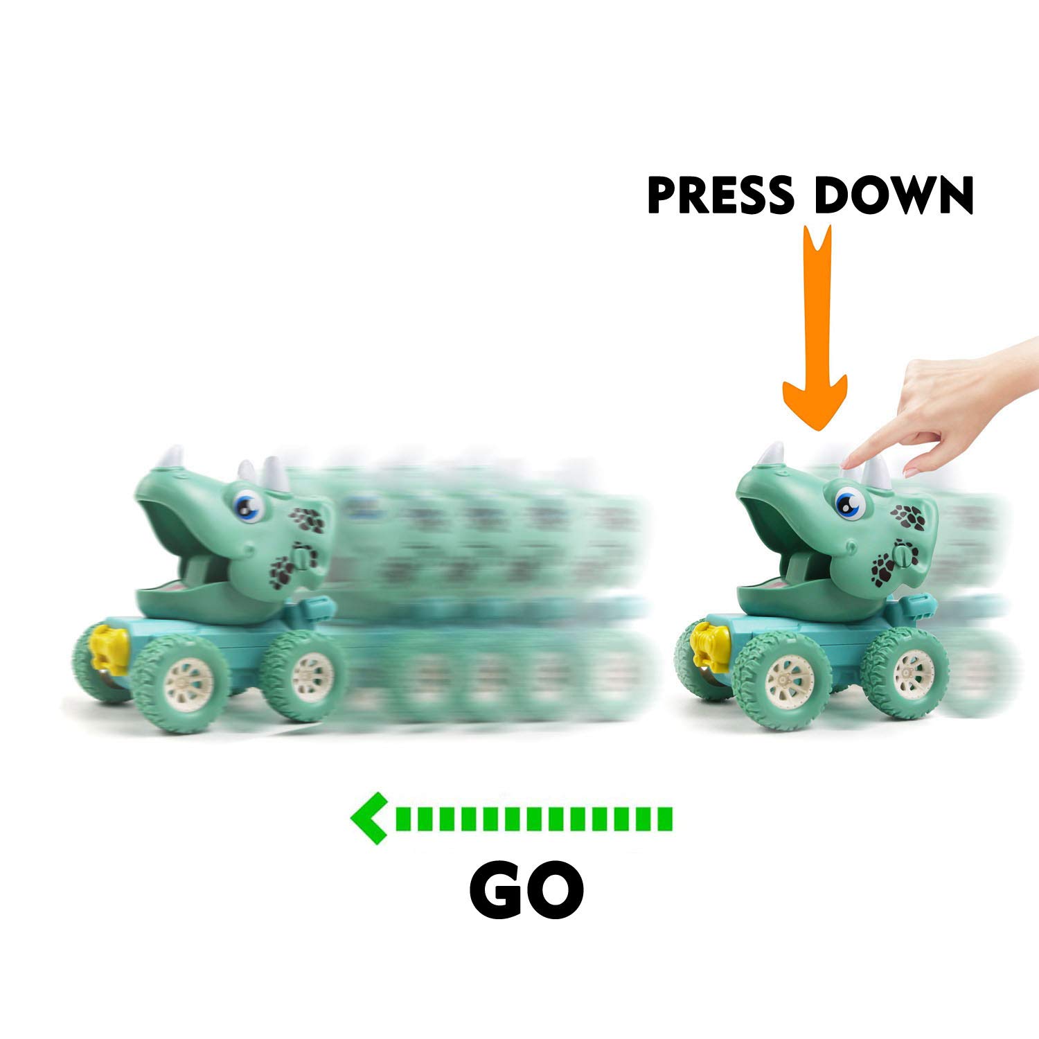 Dinosaur Toy,Press&go Dinosaur car Toy for Kids 3+ Year Old Push and go Toy car for boy(Wheel Color Random)