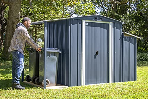 Arrow Sheds 10' x 5' Galvanized Steel 3-in-1 Pad-Lockable Outdoor Utility Storage Shed, Anthracite