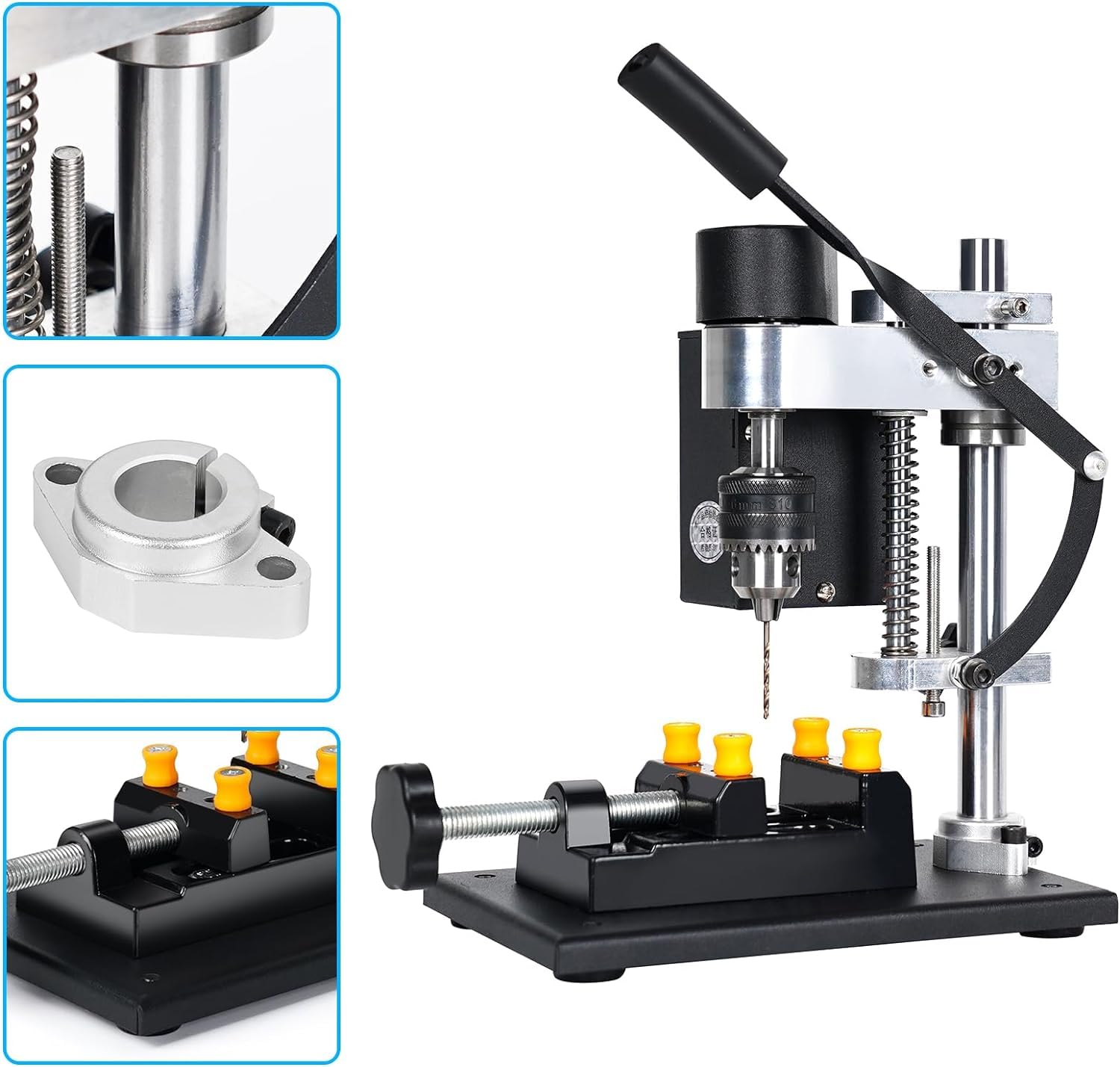 Mini Bench Drill Press, 6 Inches Adjustable 7-Speed Small Benchtop Drilling Machine, Suitable For Direct Drilling Of Metal, Wood, Plastics, Acrylic, DIY Jewelry Making Crafts Tool (40mm Drilling Size)