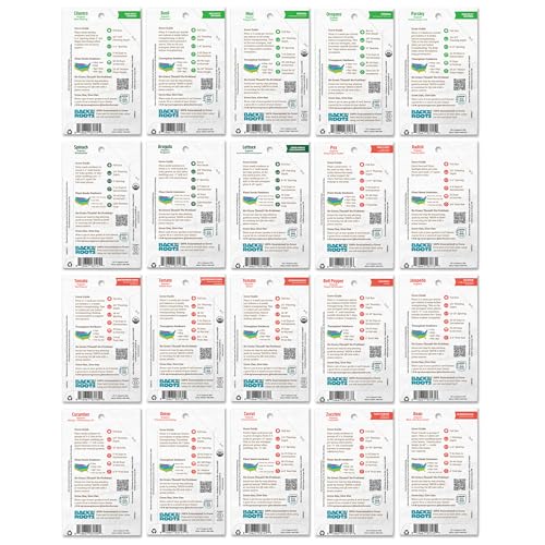 Back to the Roots Organic Seed Bundle - Herbs and Vegetables Variety Pack for Planting - Assorted Non-GMO Seed Mix for Beginner Indoor and Outdoor Gardening, (Pack of 20)