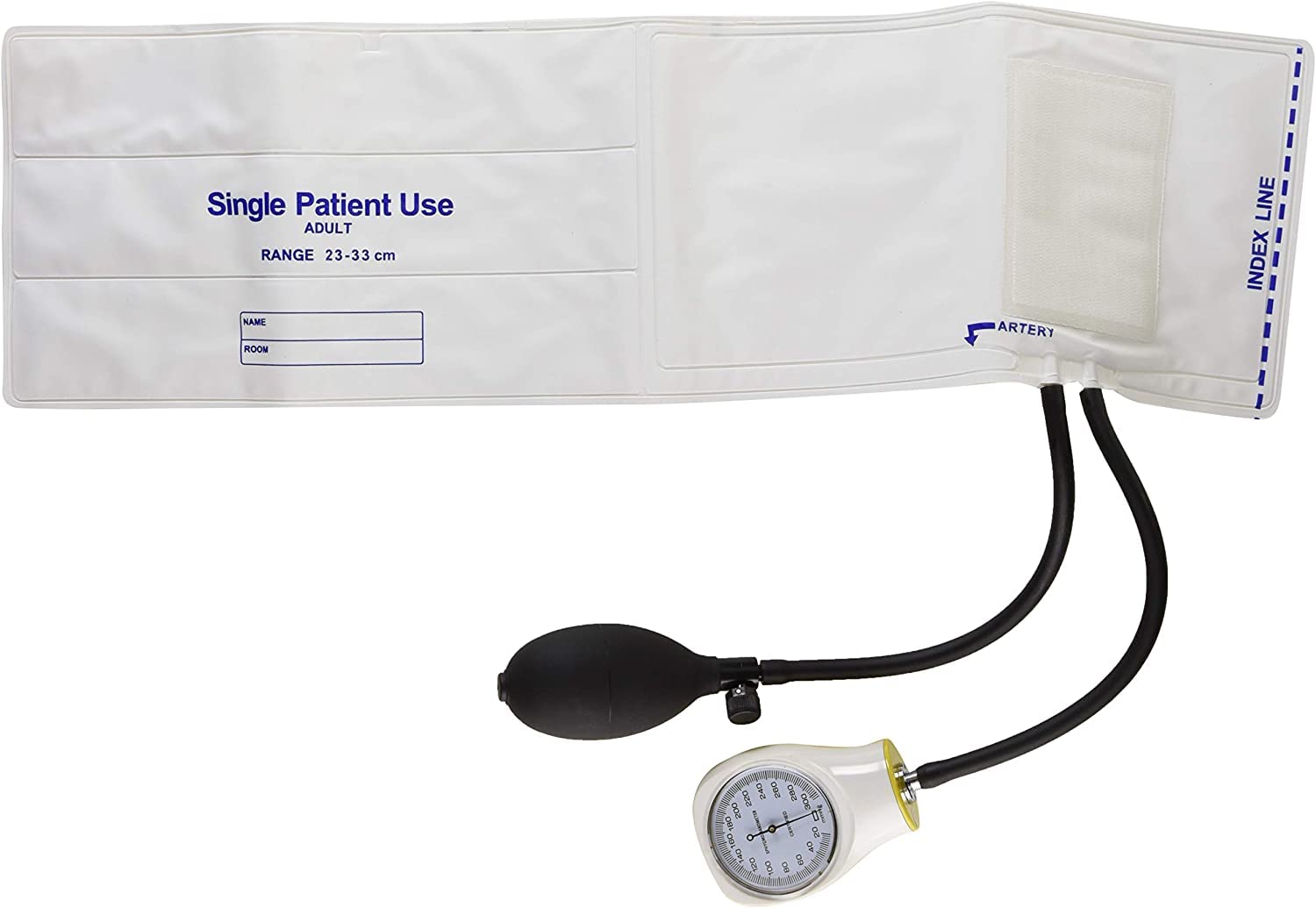 MABIS Disposable Sphygmomanometer Manual Arm Blood Pressure Cuffs, Single Use, Adult, White (Pack of 40, 200 Count Total)