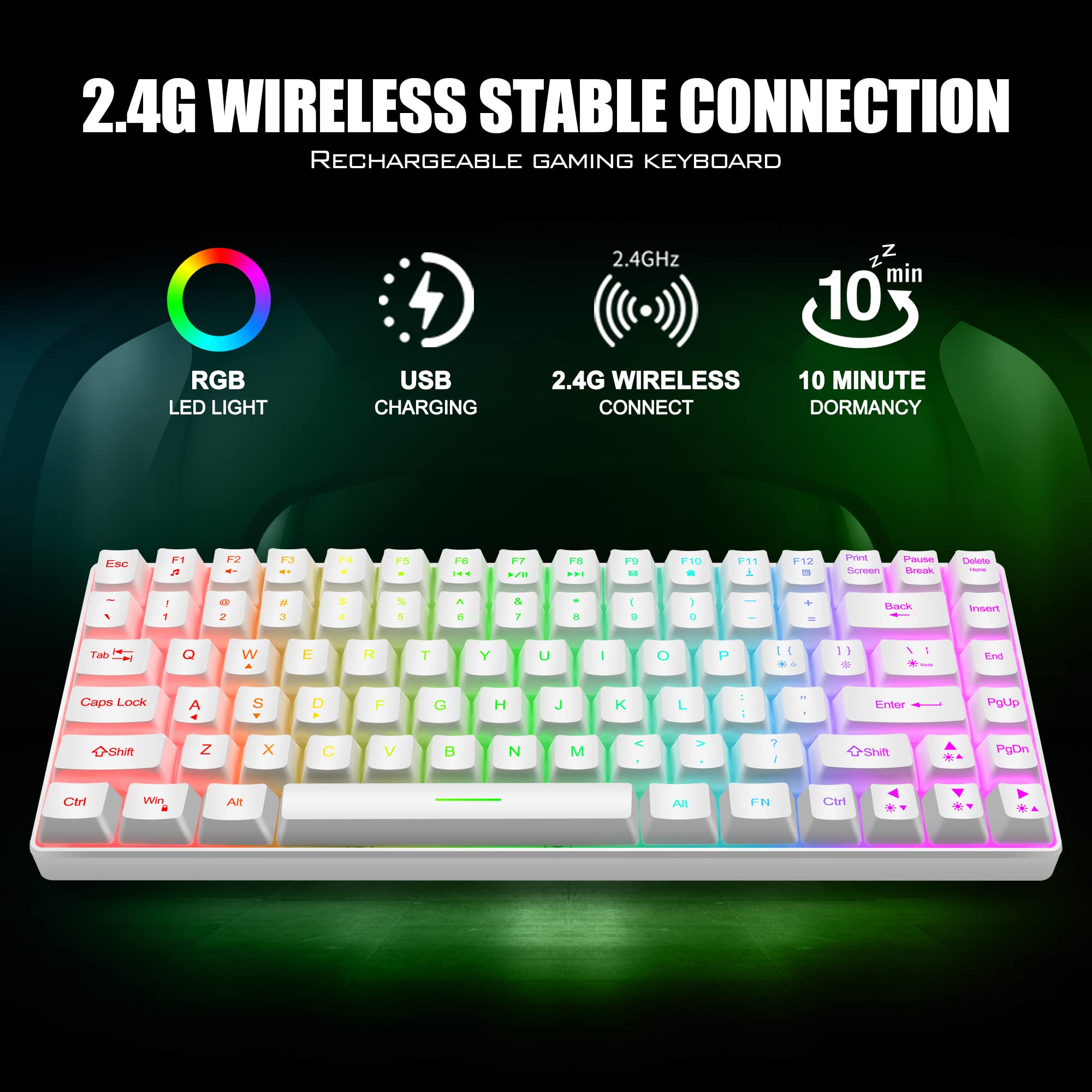 7KEYS 80% TKL Compact Gaming Keyboard, Wired Keyboard Rechargeable Silent RGB Backlight, Portable Type-C USB Keyboard, Compatible with Desktop MAC Laptop, for Gaming and Office Keyboard