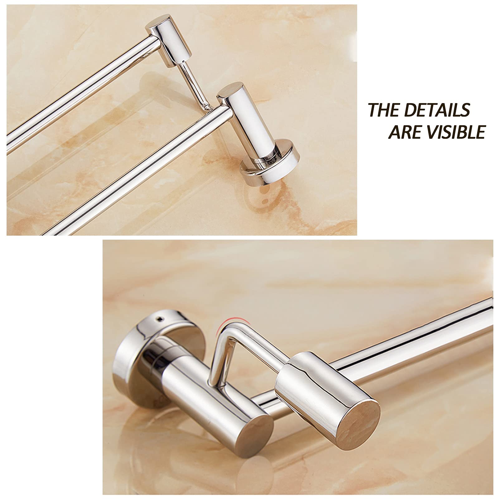 Bathroom Double Towel Bar Holder, 61cm/24inch, Wall-Mounted Towel Rail, SUS 304 Stainless Steel Towel Rod for Bathroom or Kitchen, Polished Silver Finish