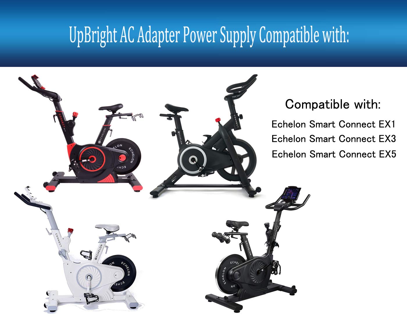 UpBright 9V 3A AC/DC Adapter Compatible with Echelon Smart Connect EX1 EX3 Max EX5 Cycling Cycle Cardio Exercise Fitness Bike ECH01-RED Ech01 EX-1 EX-3 ECHEX-3 EX-5 YS25-0903000 9VDC 3 A Power Charger