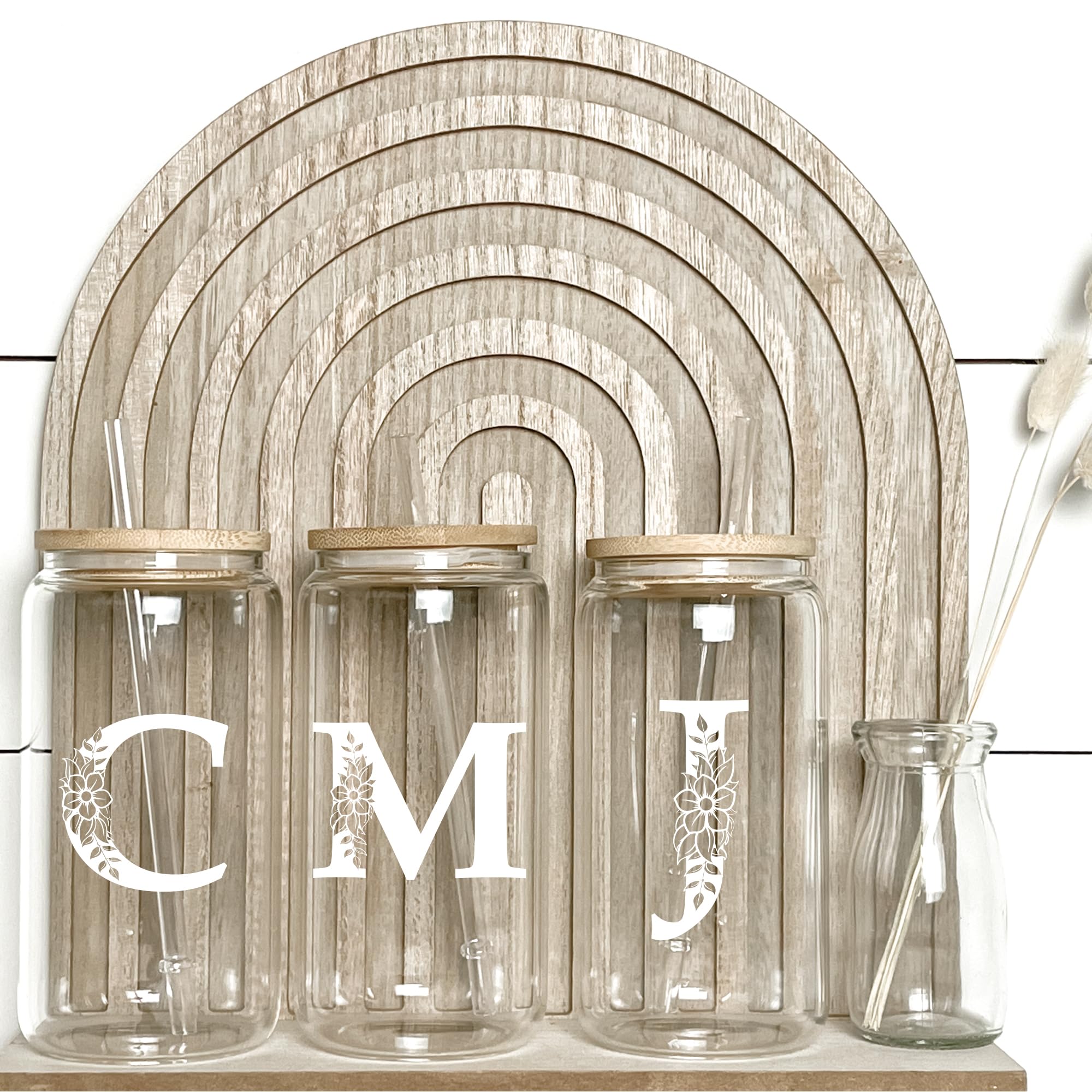Personalized Gifts for Women, Monogrammed Glass Cups with Lids and Straws, Custom Tumbler, Cute Customized Mug, Aesthetic Stuff, Initial Iced Coffee Cup, Drinking Glasses, Birthday Teacher Gifts, A