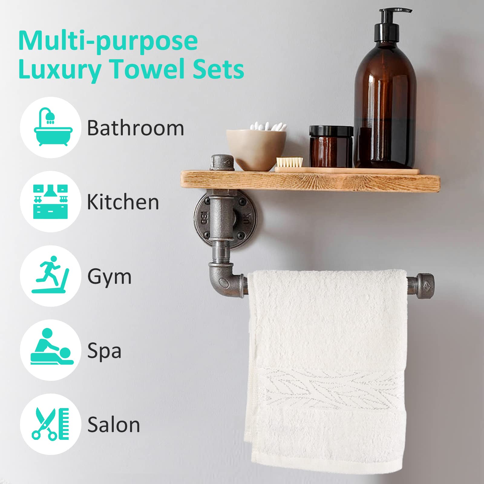 Chiicol Wash Clothes for Bathroom - Absorbent Face Wash Cloths Bulk for Men or Women, 100% Soft Cotton Bath Towels Set, Absorbent Hotel Spa Face Washcloth Towels, Bath Wash Rags.