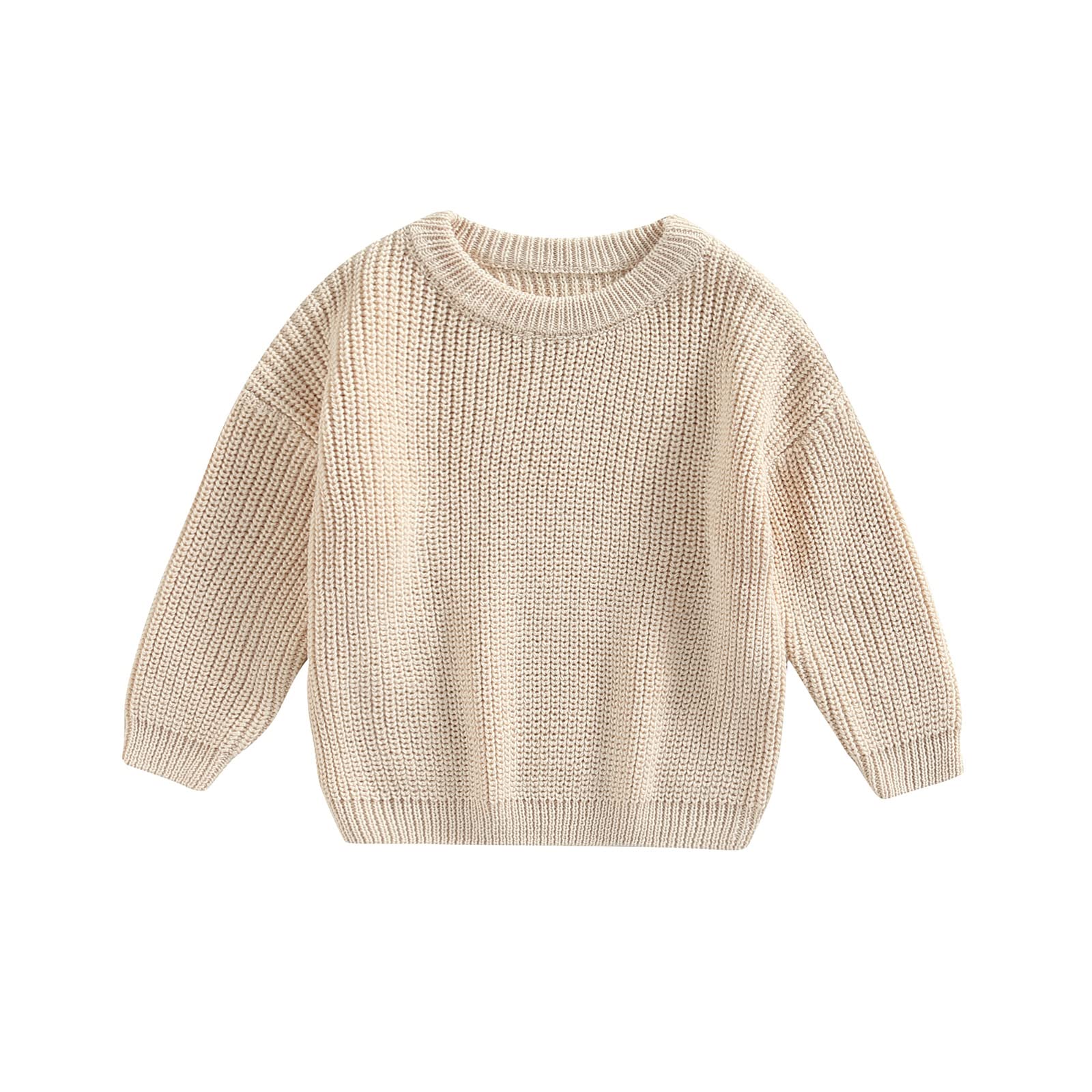 Afunbaby Baby Girl Boy Knit Sweater Blouse Pullover Sweatshirt Warm Crewneck Long Sleeve Tops for Infant Toddler (3-6 Months,Cream)