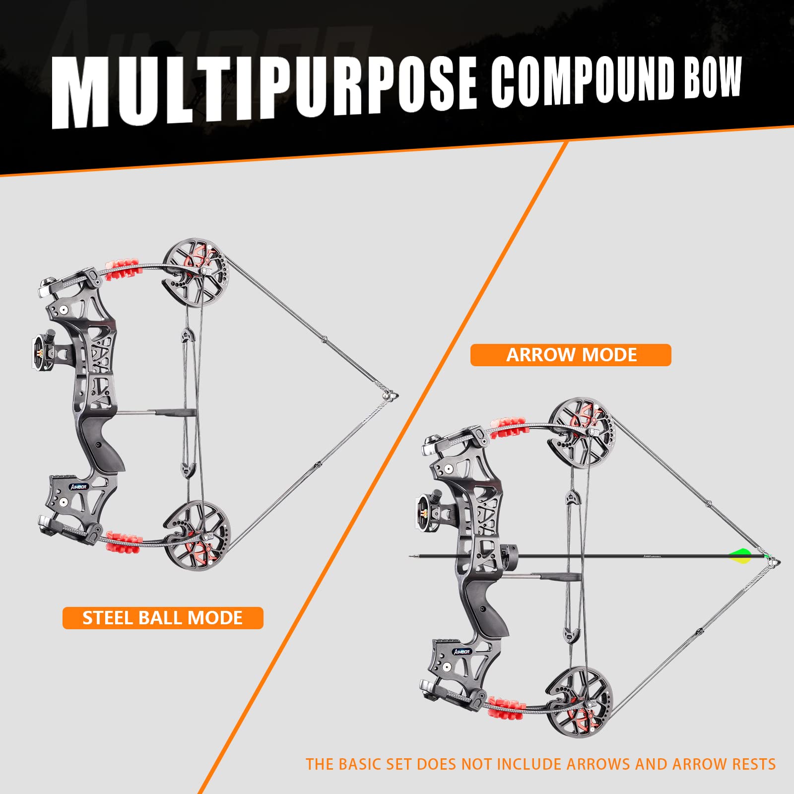 Aimdorarchery Compound Bow Kit with 100 Pcs Steel Balls 23.5”-28.5”Draw Length,30-60 Lbs Draw Weight up to 345 fps No Bow Press Needed Limbs Made in USA