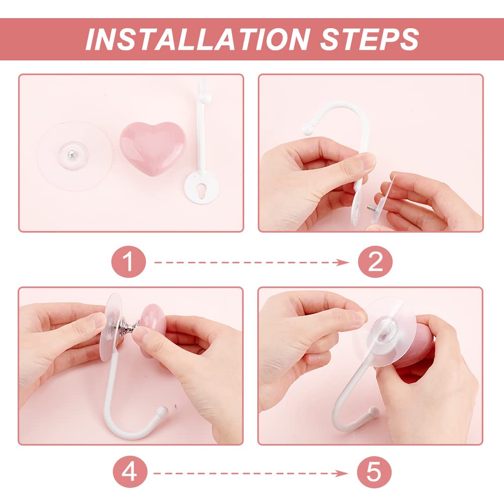 arricraft 2 Styles Heart Hook Hanger, Pink Heart Hook Multifunctional Self Adhesive Door Hook Hanger Wall Hanger Hanging Ornament Door Wardrobe Office Bedroom Kitchen and Other Decorative Items