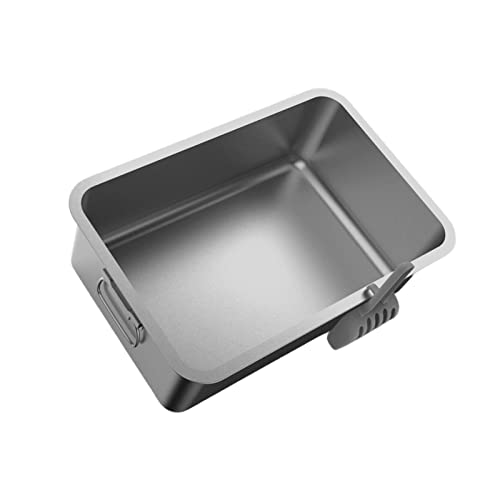Milageto Rabbit Cat Litter Container Holder Stainless Steel with Scoop Rust Resistant Accessories Smooth Surface Simple to Clean Anti Splashing Durable, 50x35x10cm