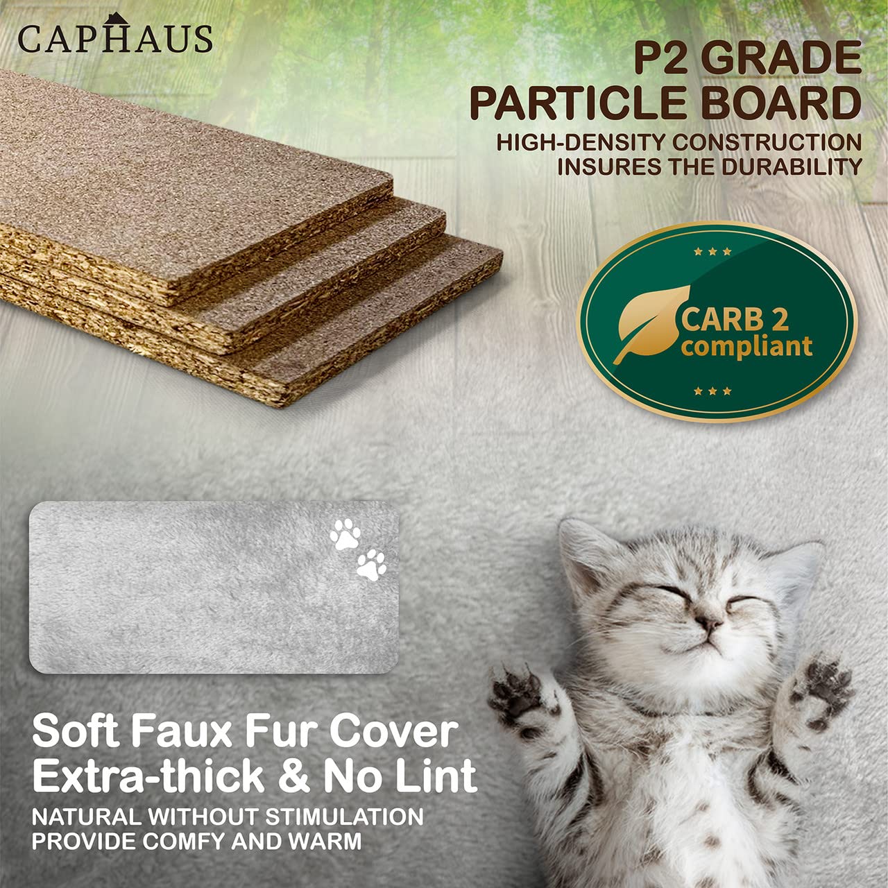 CAPHAUS 70-Inch Activity Tree with Hammock, Multi-Level Modern Cat Climbing Play Tower w Tall Top Perch, Cat Cave Condo, Indoor Cat Treew Cute Scratching Posts for Large Cats Kittens