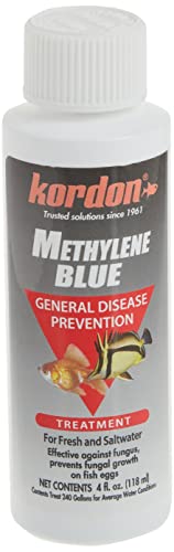 Kordon Methylene Blue Disease Preventative โ Safe for Freshwater & Saltwater Aquariums, Prevents Fungal Infections & Treats Parasites, Reduces Fish Stress, 4-Ounces
