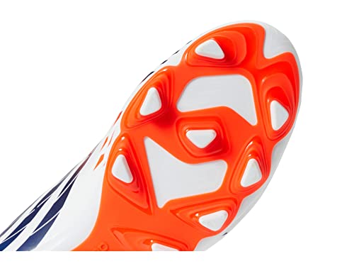 adidas Unisex Edge.4 Predator Flexible Ground Soccer Shoe, White/Solar Yellow/Power Blue, 9.5 US Men