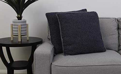 Thro by Marlo Lorenz Georgetown Chunky Weave Whipstitch Square, Set of 2 Throw Pillow, Denim Blue