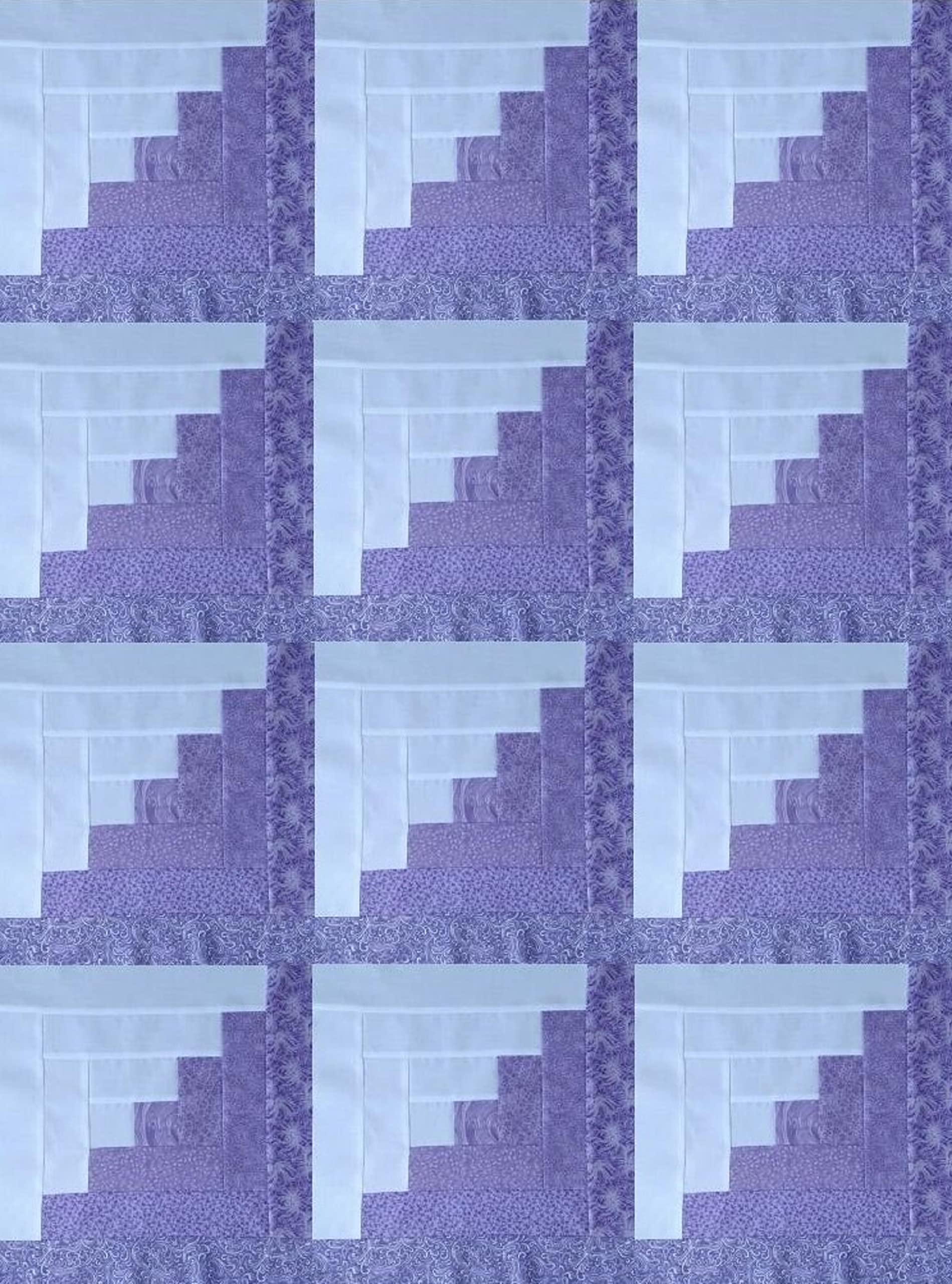 Purples and White Log Cabin Block Kit - Makes a 42 x 56 Quilt Top Only