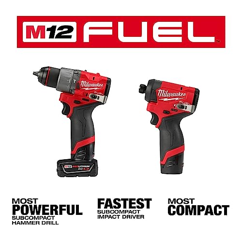 Milwaukee M12 FUEL 12-Volt Lithium-Ion Brushless Cordless Hammer Drill and Impact Driver Combo Kit w/2 Batteries and Bag (2-Tool)