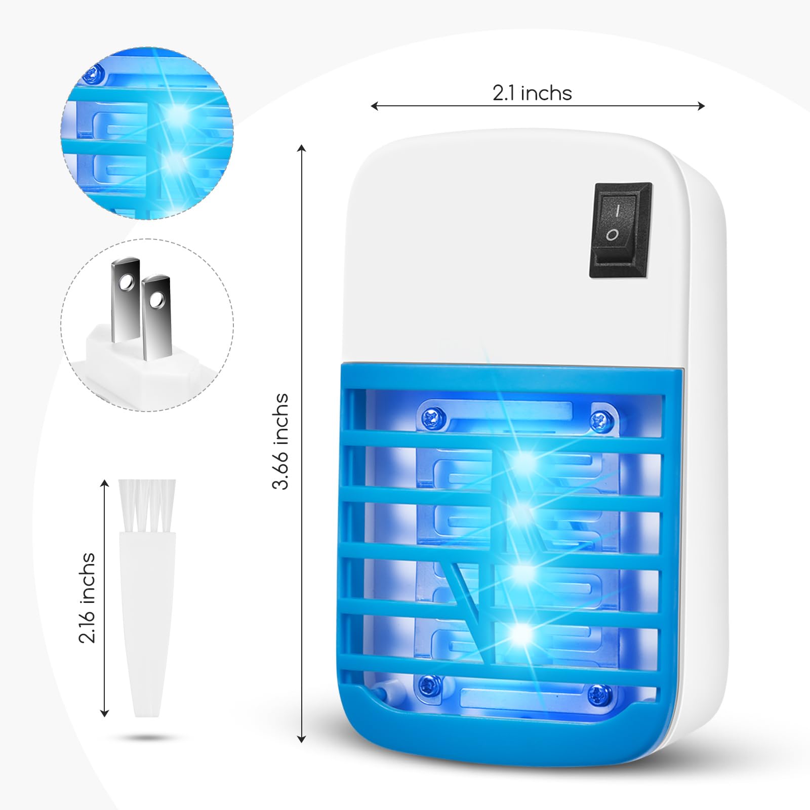 4Pack Bug Zapper Indoor,Electronic Fly Trap Insect Killer,Plug in Electronic Mosquitoes Zapper with Blue Lights Portable Home Insects Zapper for Office,Home,Kitchen,Bedroom,Living Room,Baby Room