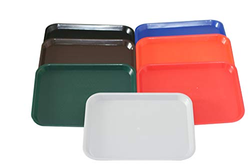 Caspian Plastic 1014 inch Fast Food Serving Tray Rectangular Cafeteria Non-Slip Tray,Set of 12 (Grey)