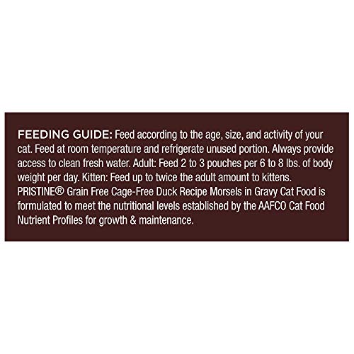 Castor & Pollux Pristine Grain Free Cage-Free Duck Recipe Morsels in Gravy Cat Food Pouches, 3 Oz (Pack of 24)