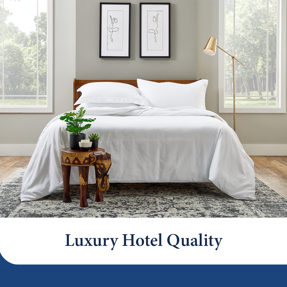 Cosy House Collection Luxury Duvet Cover Set 3-Piece - Blend of Rayon Derived from Bamboo - Ultra Soft Bedding - Zippered Comforter Protector, Includes 2 Pillow Shams (King/Cal King, Grey)