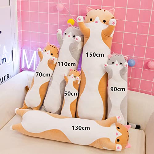 MIAOHAHA Cat Soft Plush Pillow - 50cm/19.7in Cute Stuffed Kitten Sleeping Cushion for Kids, Girlfriend (Pink)