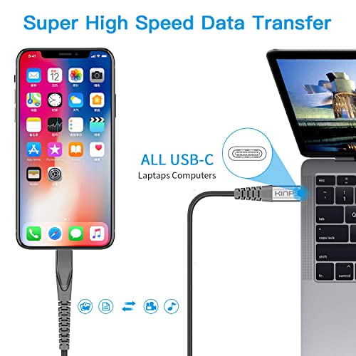 KINPS MFI Certified (10ft/3m) USB C to Lightning Fast Charging Cable Compatible with iPhone 12/12 Pro Max/11/11 Pro/11 Pro Max/XS/XR/X, Supports Power Delivery(for Use with Type C Chargers), Grey