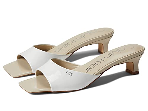 Calvin Klein Women's Fabian Heeled Sandal, White 140, 8.5
