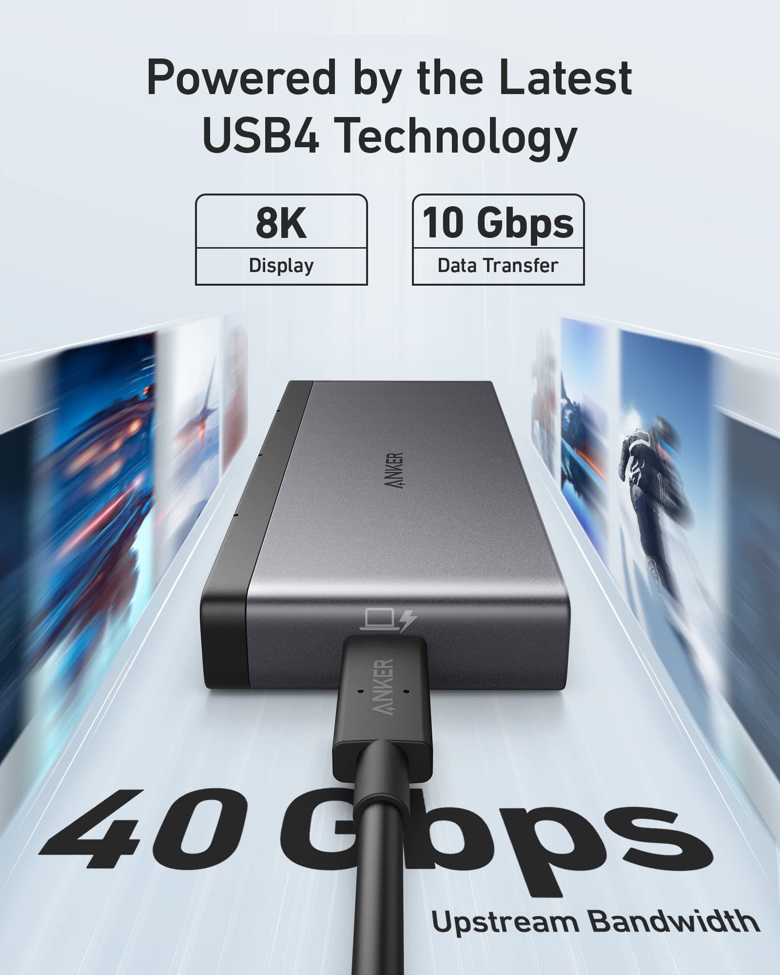 Anker USB C Hub, 556 USB-C Hub (USB4, 8-in-1) with 1.6ft USB4 Cable, 10 Gbps USB-C and USB-A Data Ports, 8K HDMI and DisplayPort Powerline II USB-C to USB 3.1 Gen2 Cable (3ft)