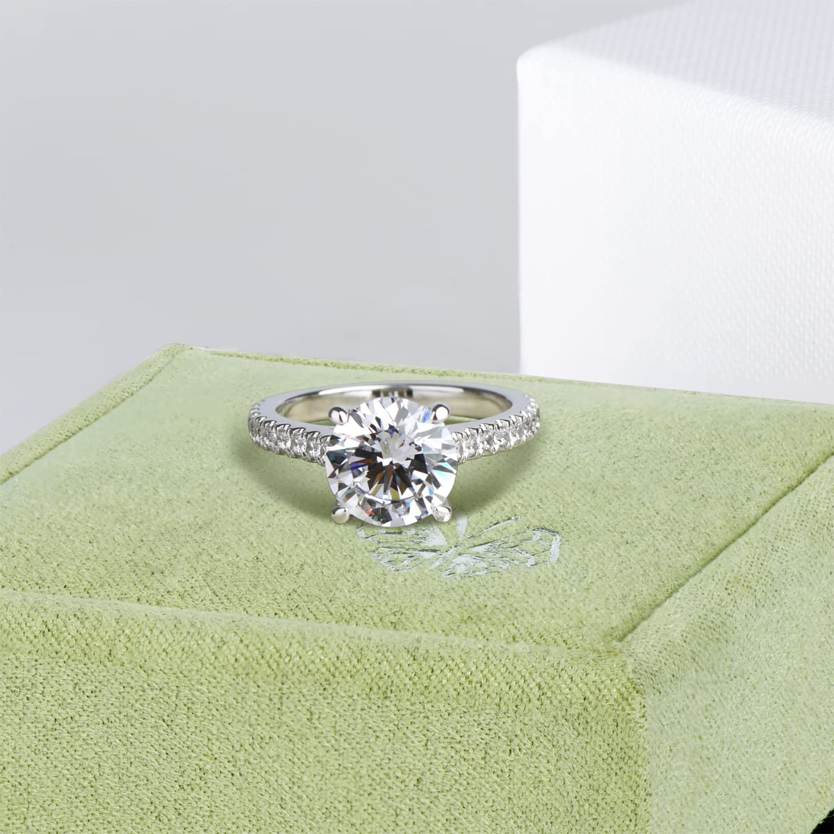 AINUOSHI 3 Carat Round Cut Cubic Zirconia Ring 925 Sterling Silver High Setting Women Wedding Engagement Rings (7)