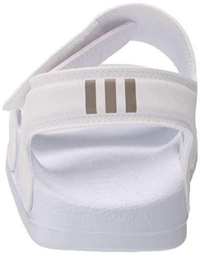 adidas Women's Adilette Sandal Slide, White/Champagne Metallic/White, 9