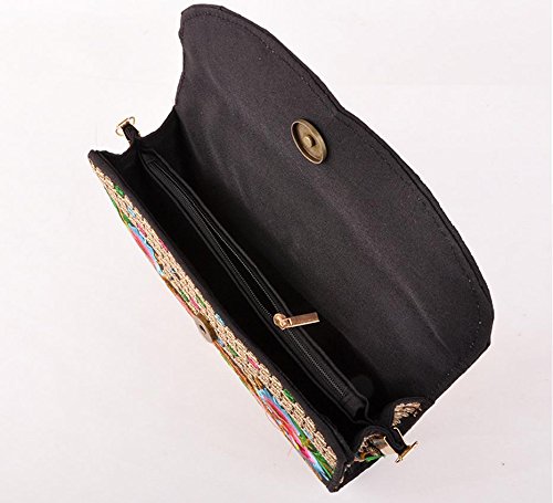 Chinese Embroidered Casual Canvas Women’s Wallets Zipper Closure Purse Wristlet