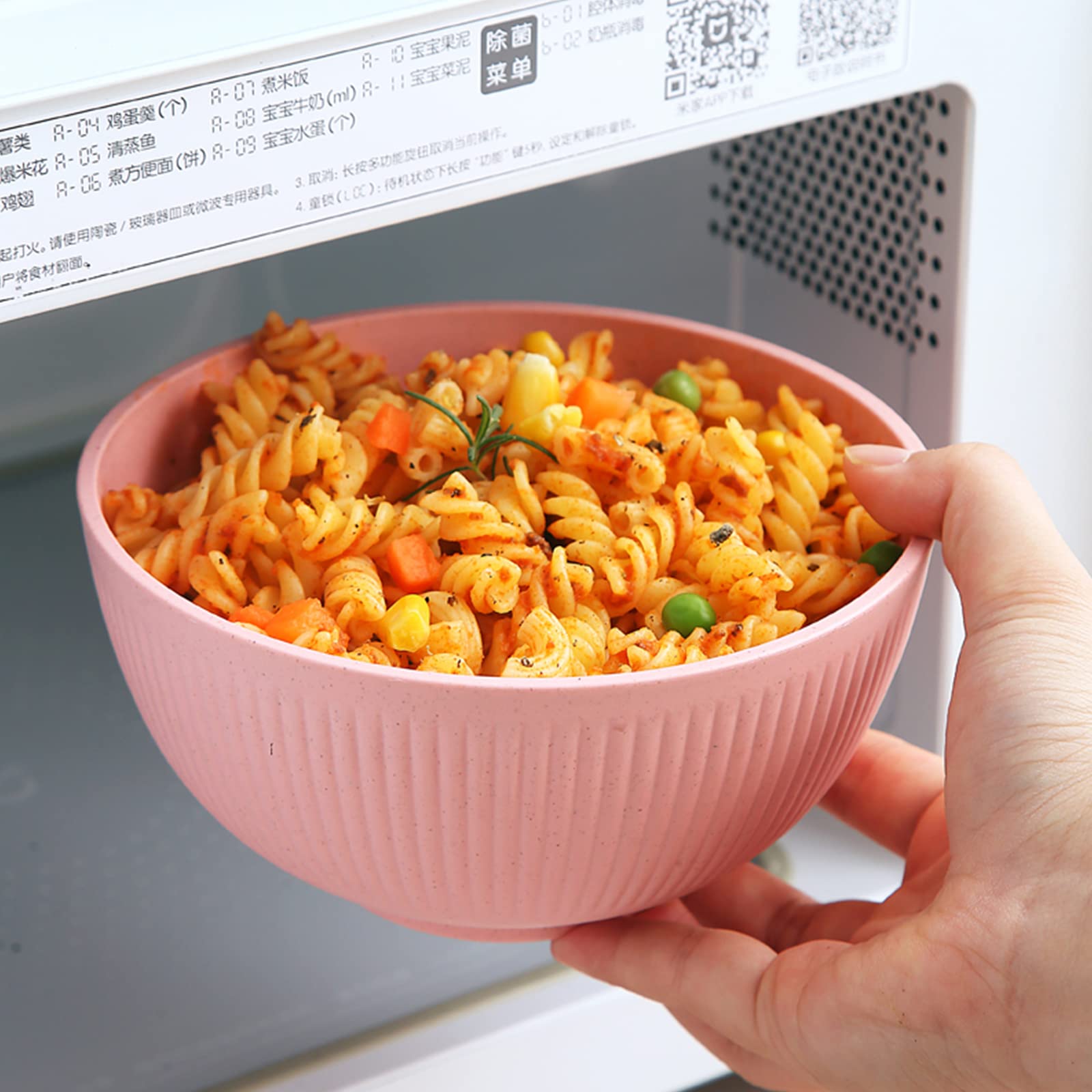 ATRDTO Set of 8,22 OZ Cereal Bowls, Unbreakable Wheat Straw Bowls, Microwave and Dishwasher Safe Reusable Bowls Set, for Ramen, Soup, Salad and more (22oz)