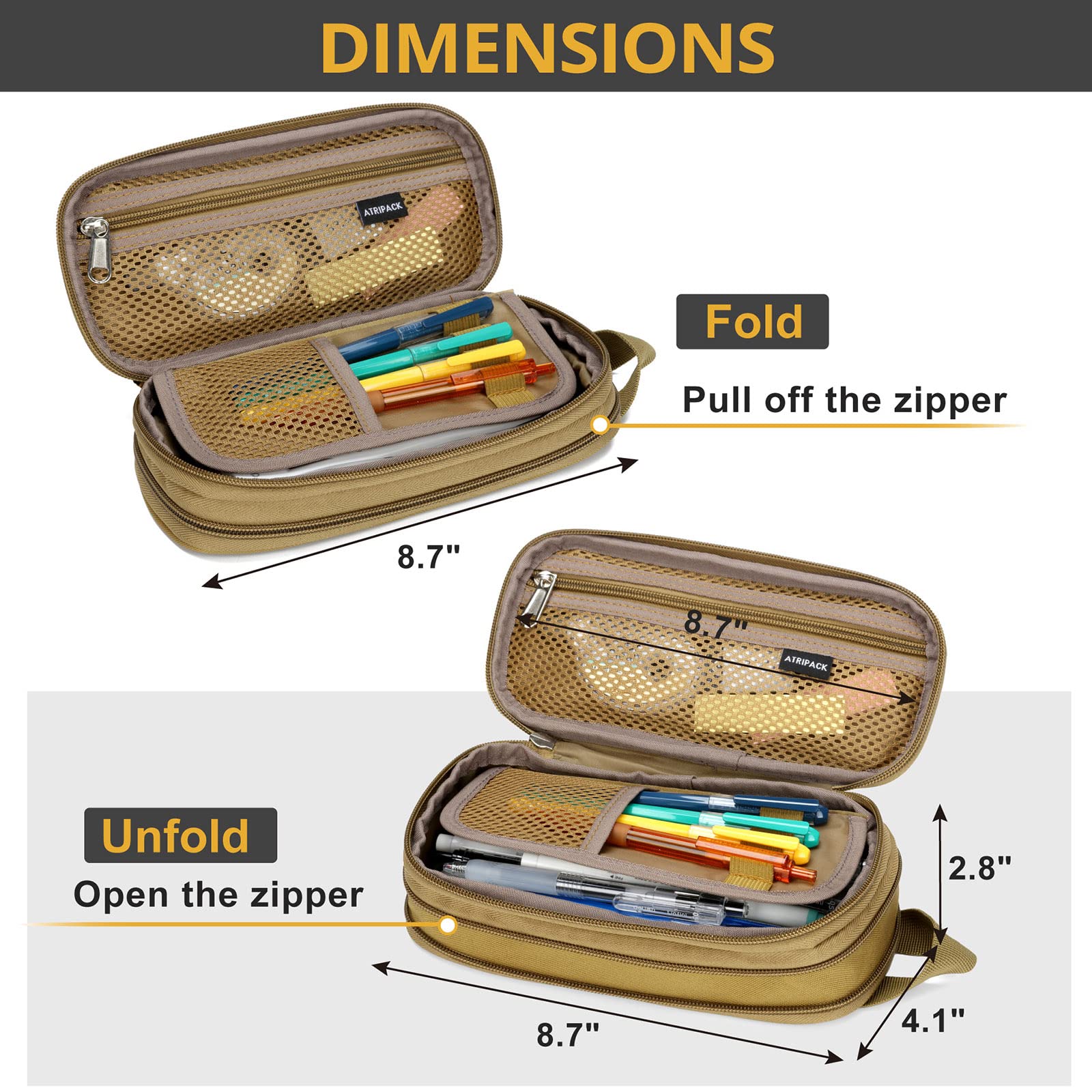 ATRIPACK Tactical Lunch Bag Medium Size (Camp-Brown) & Tactical Pencil Case for Men Women Teens Boys Girls (Brown)