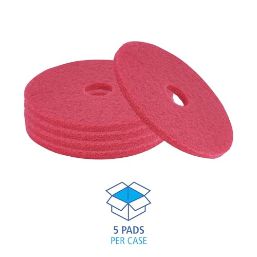 Boardwalk Buffing Floor Pads, 17" Diameter, Red, 5/Carton