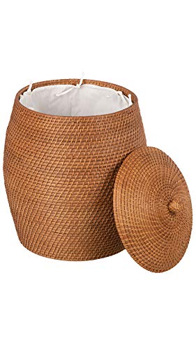 KOUBOO Laguna Rattan Beehive Hamper, Removable Cotton Liner, Laundry Hamper, Bathroom, Bedroom, Kids Room, Nursery, Hamper with Lid, Home Essentials, Honey Brown