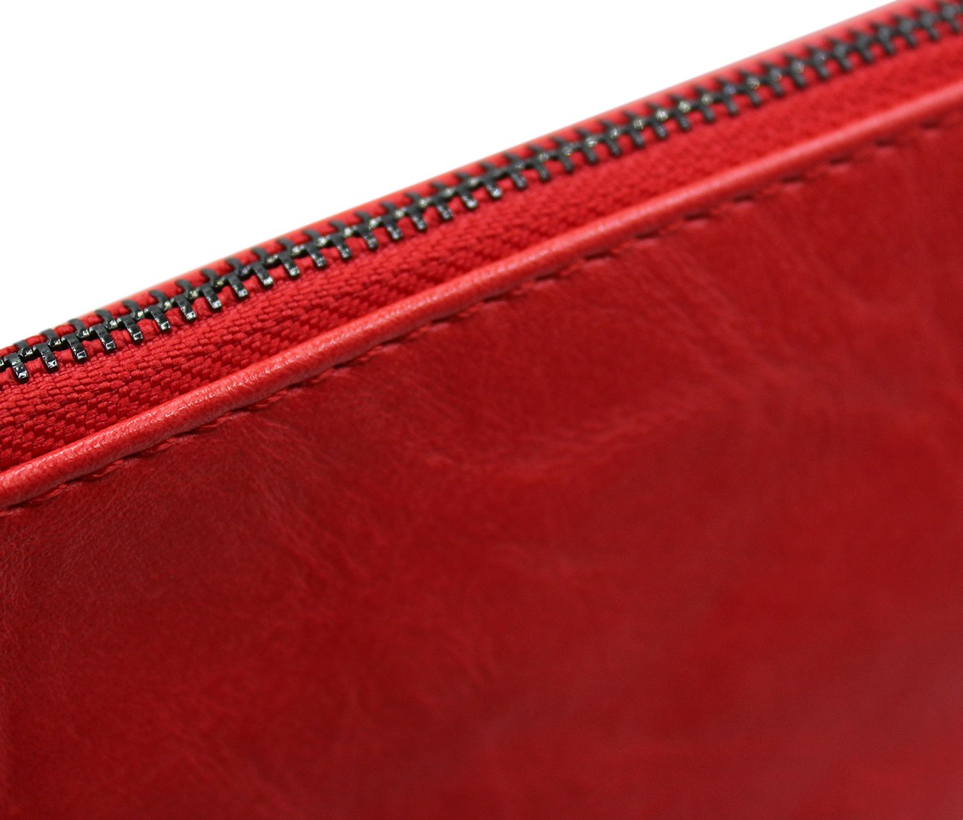 C.C-US Women Oversized Envelope Handbag Soft Leather Clutch Evening Bag Purse with Wrist Strap (Red)