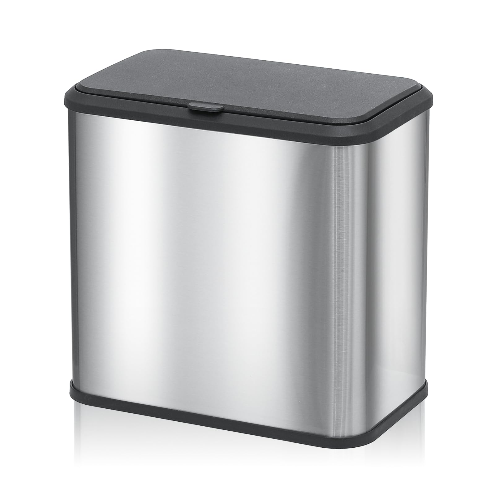 MoNiBloom 1.3-Gallon Small Hanging Trash Can for Kitchen Bathroom Bedroom Living Room Home Office Dorm Fingerprint-Proof Garbage Bin Removable Bucket Brushed Stainless Steel 5-Liter (Silver)