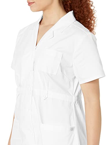 Dickies womens Button Front medical scrubs dresses, White, Large US