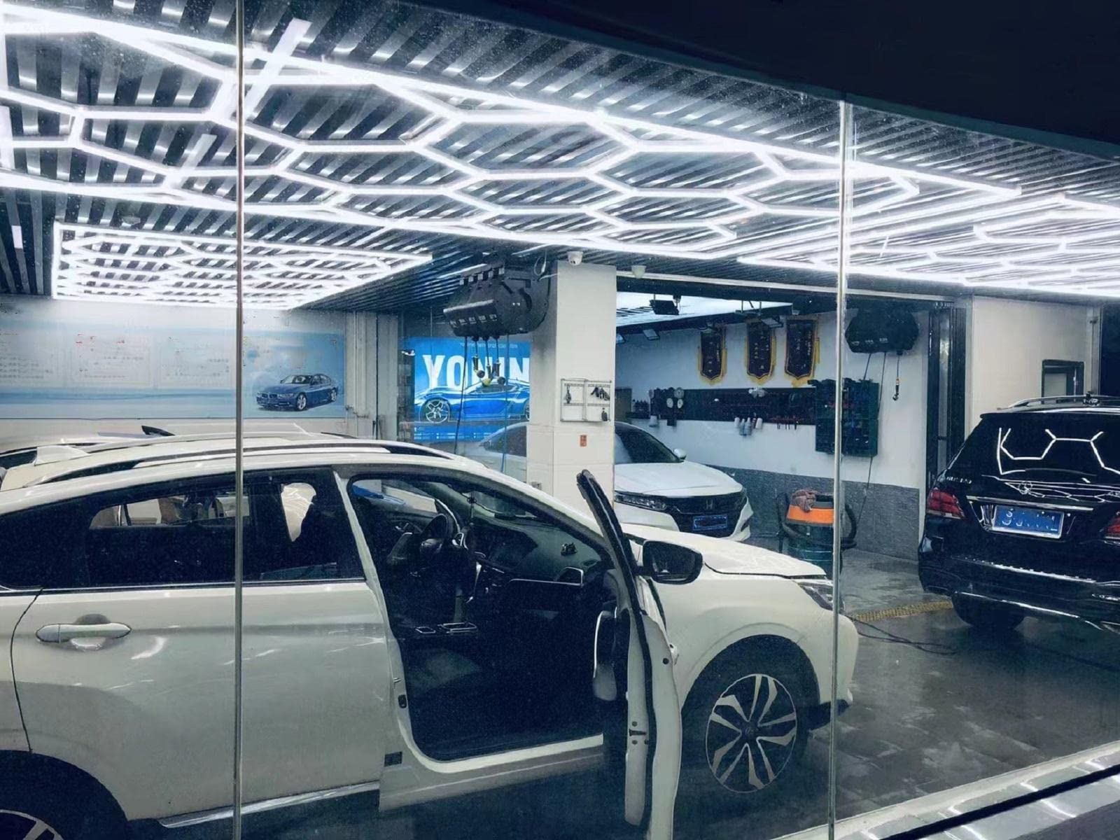 SENKOYU Hexagonal Led Garage Light, 17 Cellular System Led Shop Light for Garage/Workshop/Salon/Auto Detail Shop/Barber Shop LED Light 6500K, 36890LM, 552W, IP54 2 Years Warranty, AC 100-240V