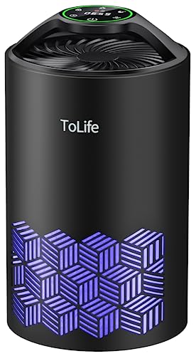 ToLife Air Purifiers for Bedroom, HEPA Air Cleaner for Room, Filters 99.97% Smoke Pollen Dander Dust, Portable Air Purifier with Low Noise Sleep Mode for Desktop Office, Black