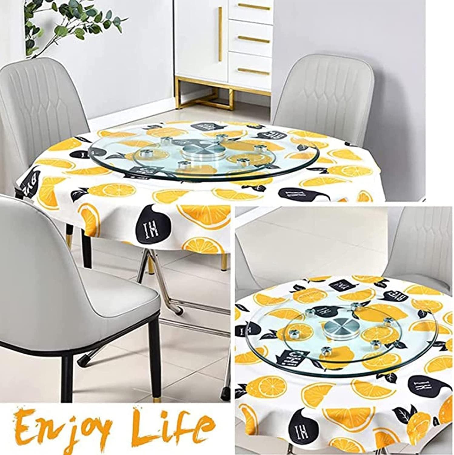 60-100cm Lazy Susan Turntable,Explosion-proof Tempered Glass Round Tabletop Rotating Serving Tray,Dining Table Tray Tabletop Organizer,Aluminum Alloy Bearing,for Kitchen Parties Wedding (Color : 60cm